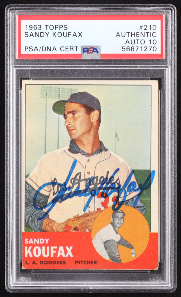 Sandy Koufax Signed 1963 Topps #210 (PSA | Autograph Grade 10 ...