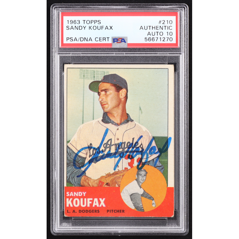 Sandy Koufax Signed 1963 Topps #210 (PSA | Autograph Grade 10 ...