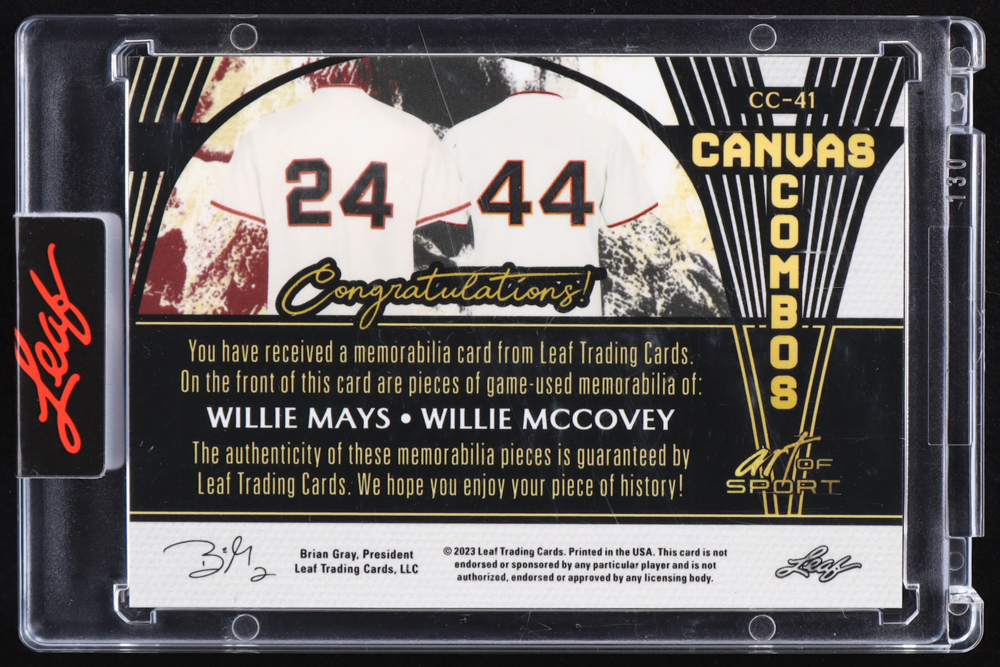 Willie Mays / Willie McCovey 2023 Leaf Art of Sport Canvas Combos ...