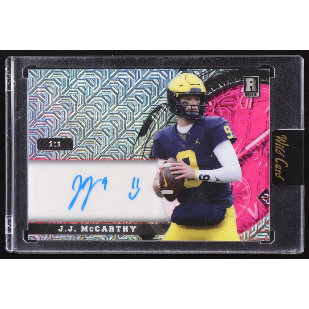 J. J. McCarthy 2023 Wild Card QB1 On the Clock Autographs Mojo Silver # ...