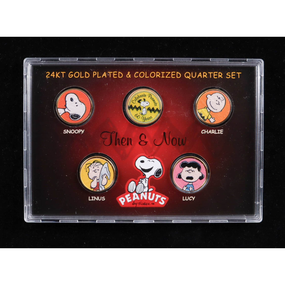 2011 Peanuts "Then & Now" 24KT Gold Plated & Colorized Quarter Set Of ...