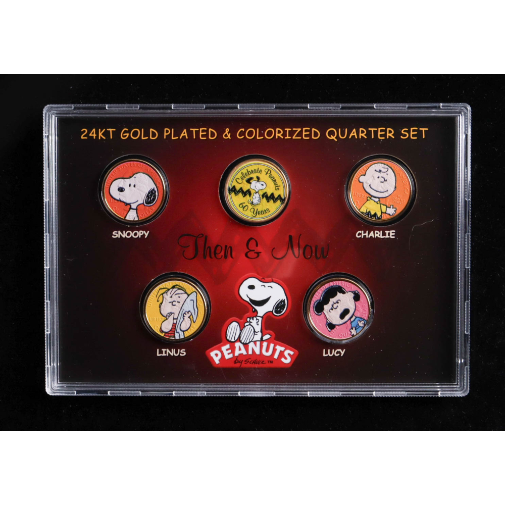 2011 Peanuts "Then & Now" 24KT Gold Plated & Colorized Quarter Set Of ...