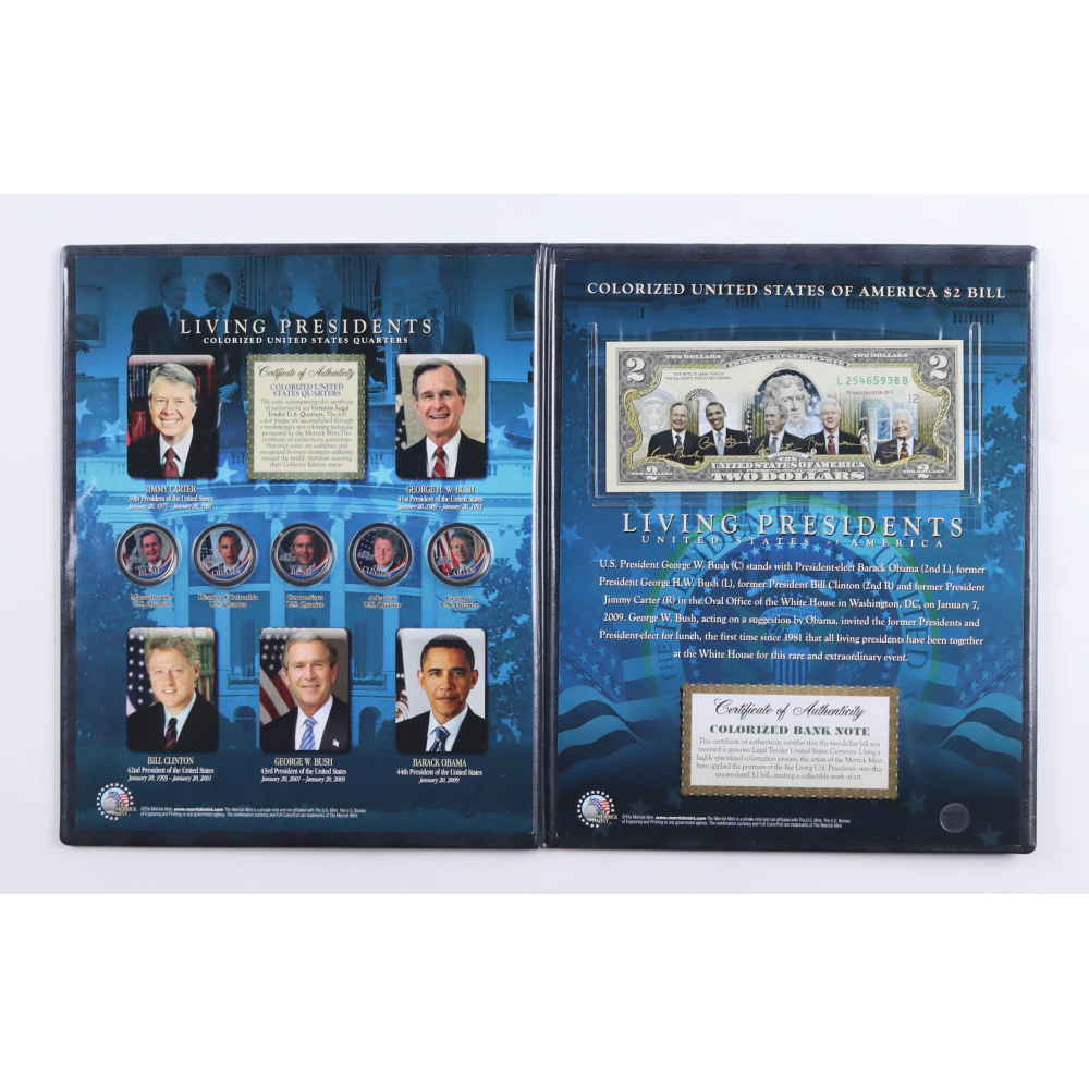 "Living Presidents" Merrick Mint Deluxe Commemorative $2 Bill with (5 ...