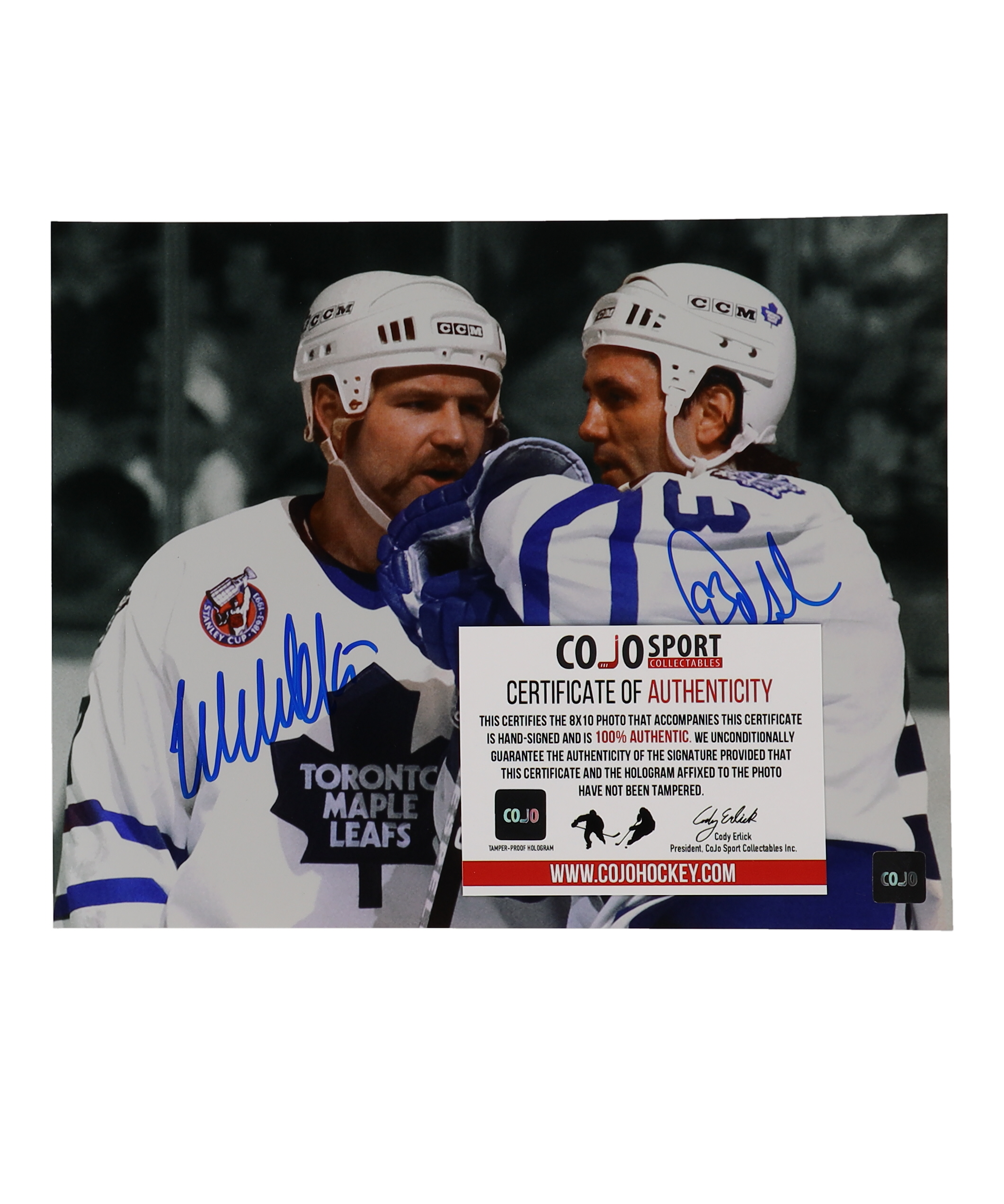 Doug Gilmour & Wendel Clark Signed Maple Leafs 8x10 Photo (COJO ...