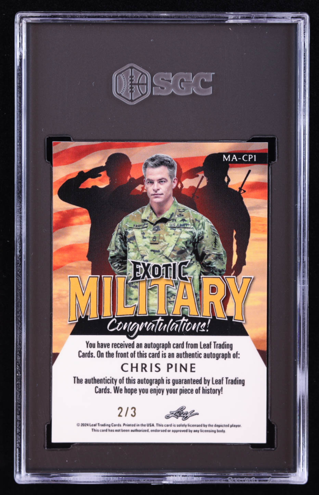 Chris Pine 2024 Leaf Exotic Military Autographs Crystal Air Force # ...