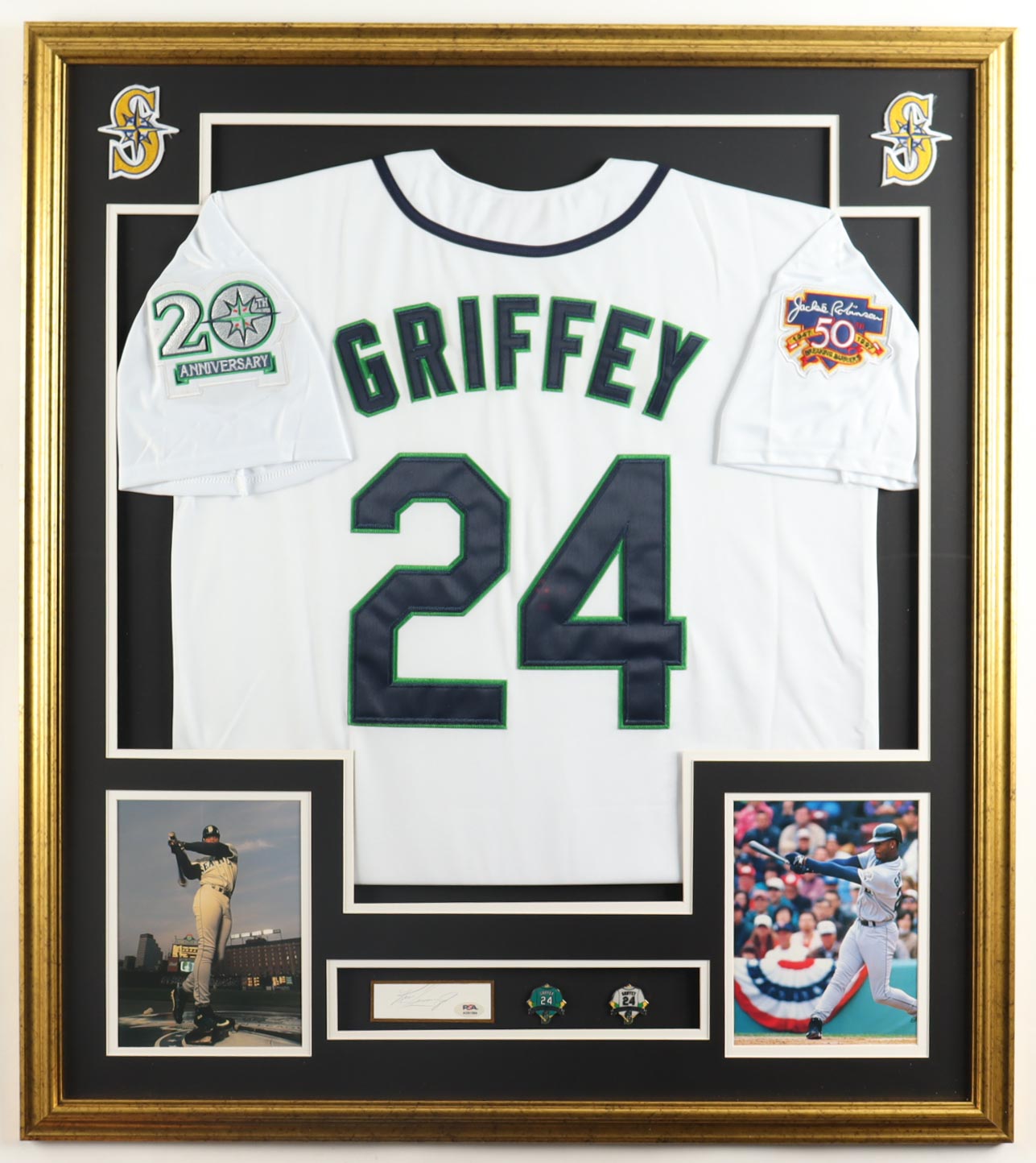 Ken Griffey Jr. Signed Custom Framed Cut Display With Jersey, (2 ...