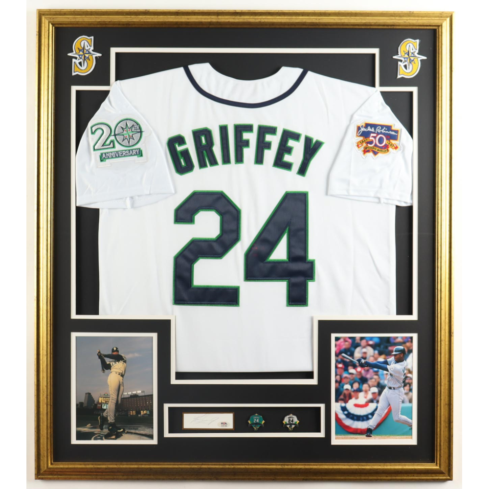 Ken Griffey Jr. Signed Custom Framed Cut Display With Jersey, (2 ...
