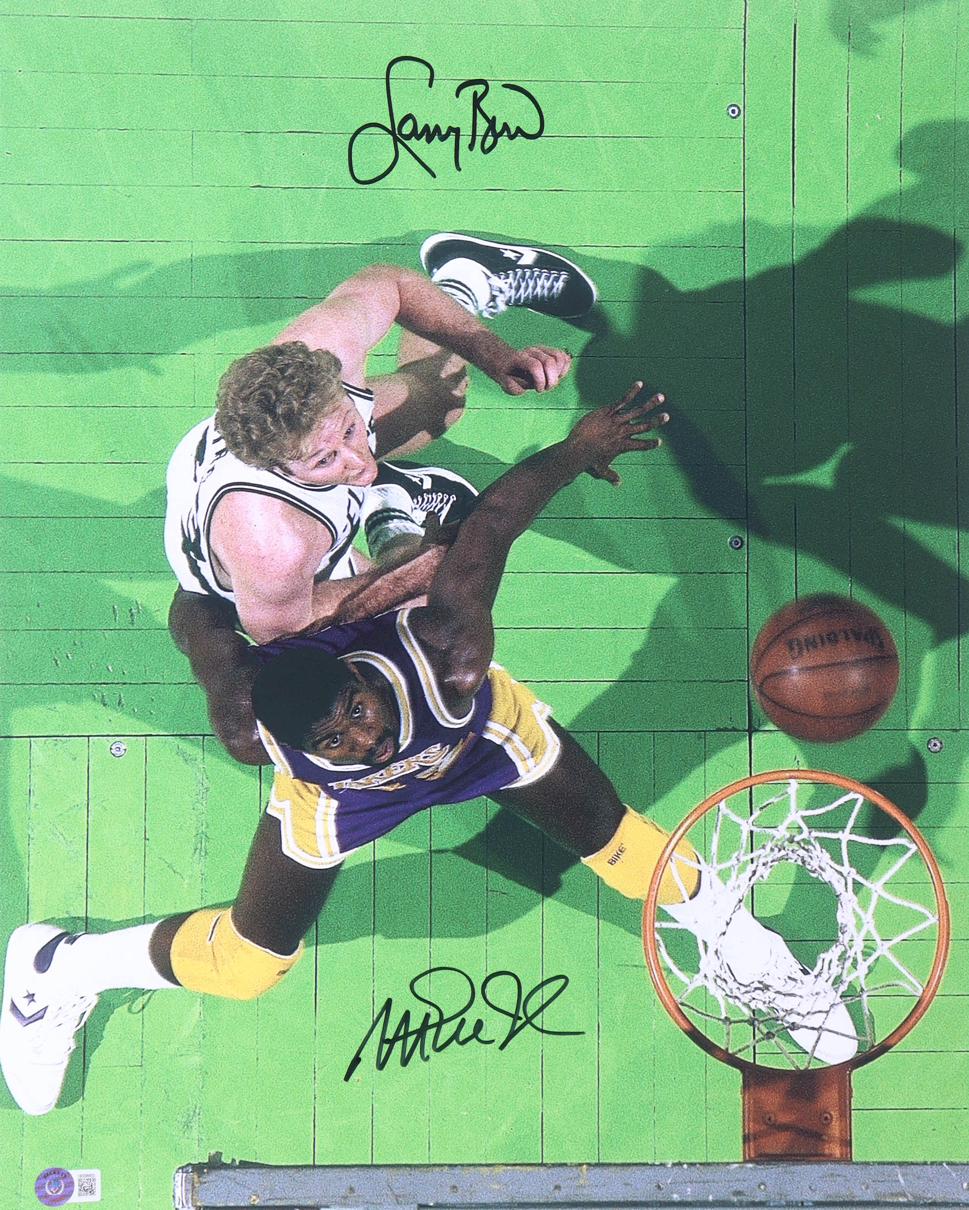 Magic Johnson & Larry Bird Signed 16x20 Photo (Beckett) | Pristine Auction