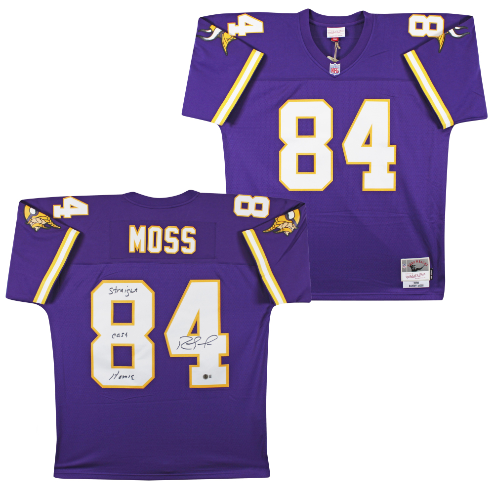 Randy Moss Signed Vikings Mitchell & Ness Jersey Inscribed "Straight ...