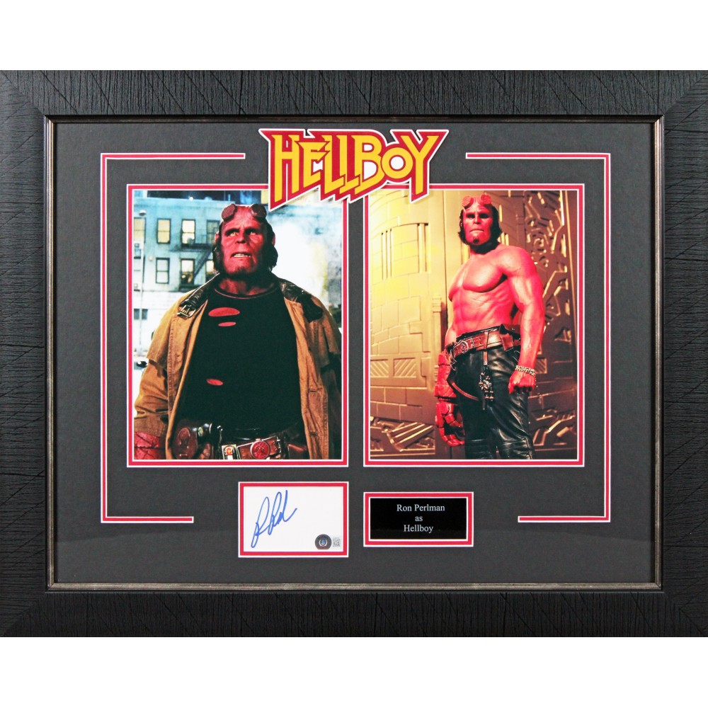 Ron Perlman Signed "Hellboy" Custom Framed Index Card Display (Beckett ...
