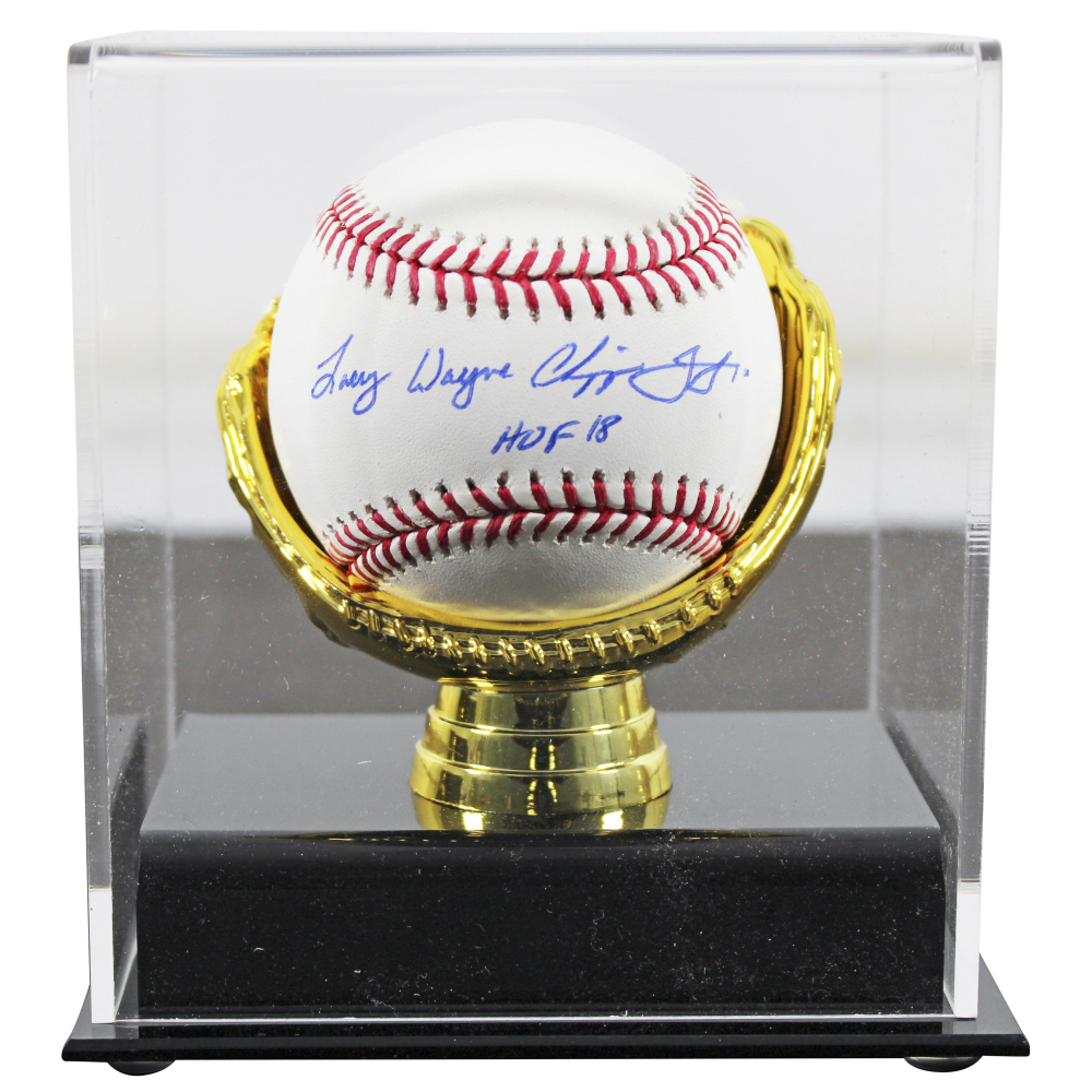 Chipper Jones Signed OML Baseball Inscribed "HOF 18" with Display Case ...