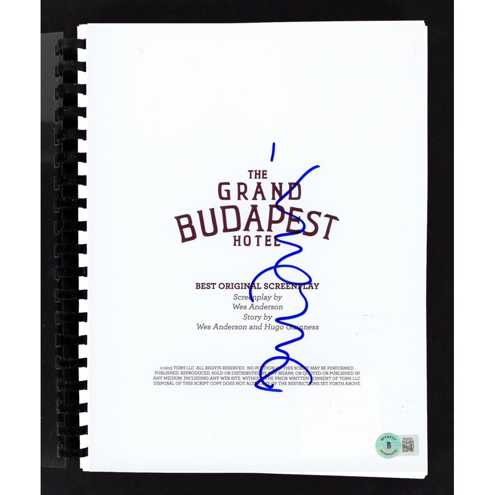 Tilda Swinton Signed "The Grand Budapest Hotel" Movie Script (Beckett ...