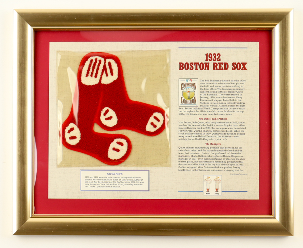 Red Sox 1932 Official Cooperstown Collection Custom Framed Patch ...