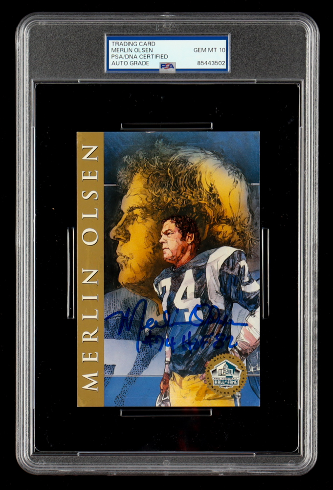 Merlin Olsen Signed Hall of Fame Signature Series Card Inscribed "HOF ...