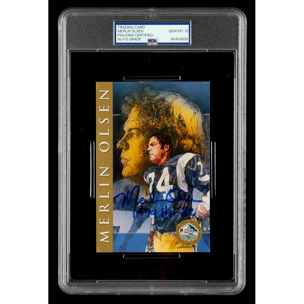 Merlin Olsen Signed Hall of Fame Signature Series Card Inscribed "HOF ...