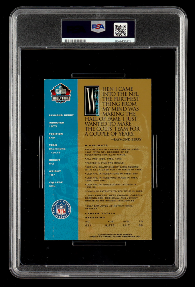 Raymond Berry Signed Hall of Fame Signature Series Card Inscribed "HOF ...