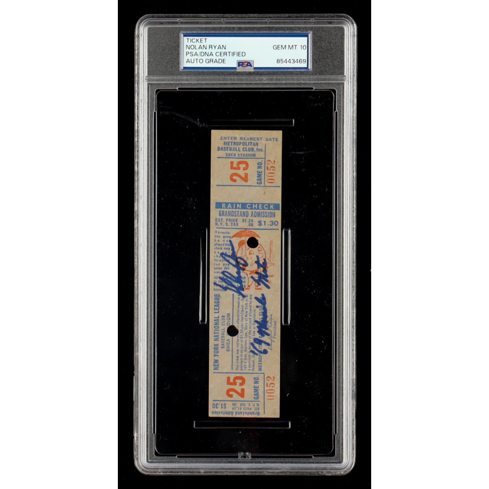 Nolan Ryan Signed 1969 Mets Ticket Inscribed "'69 Miracle Mets" (PSA ...