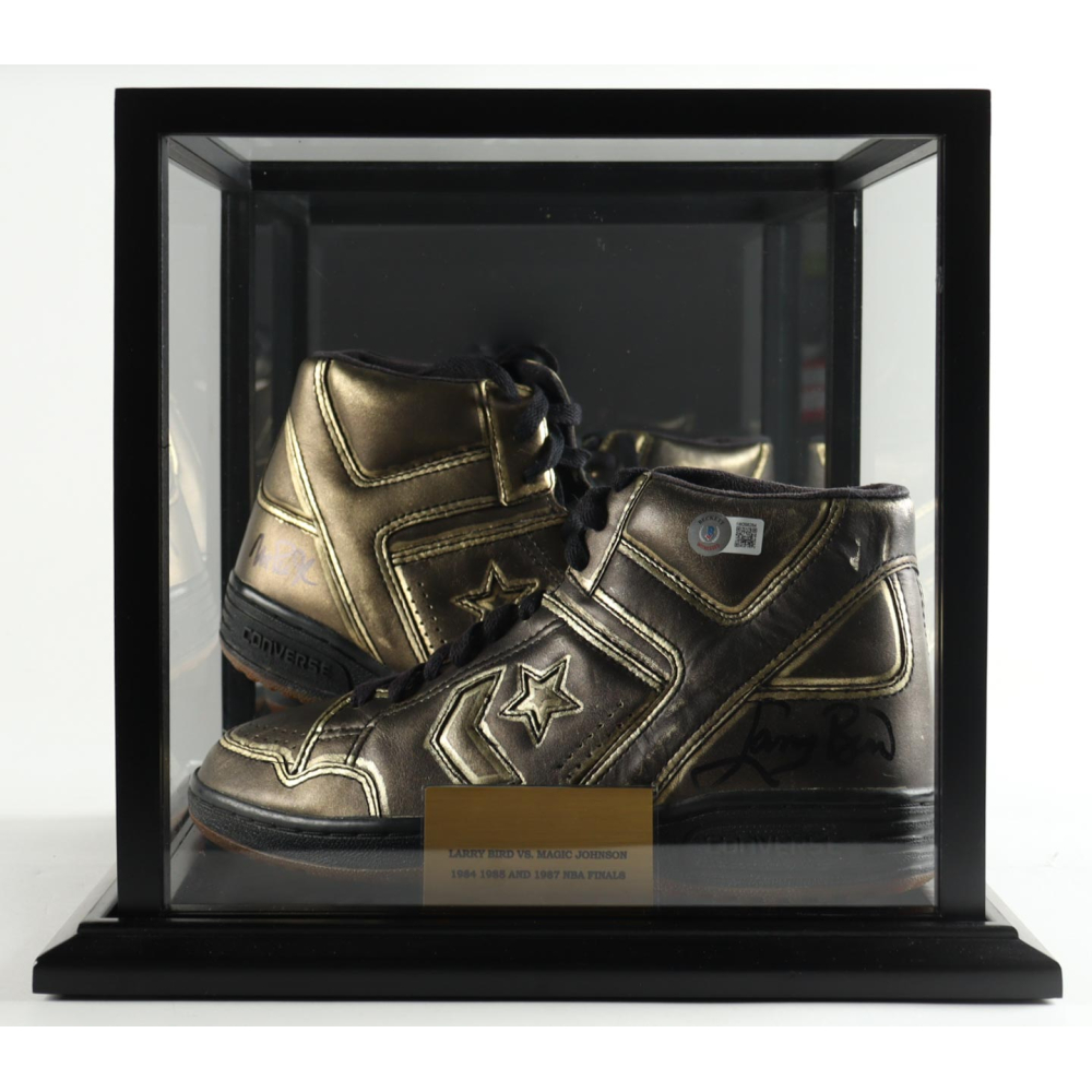 Magic Johnson & Larry Bird Signed Vintage Converse All Star Weapon ...