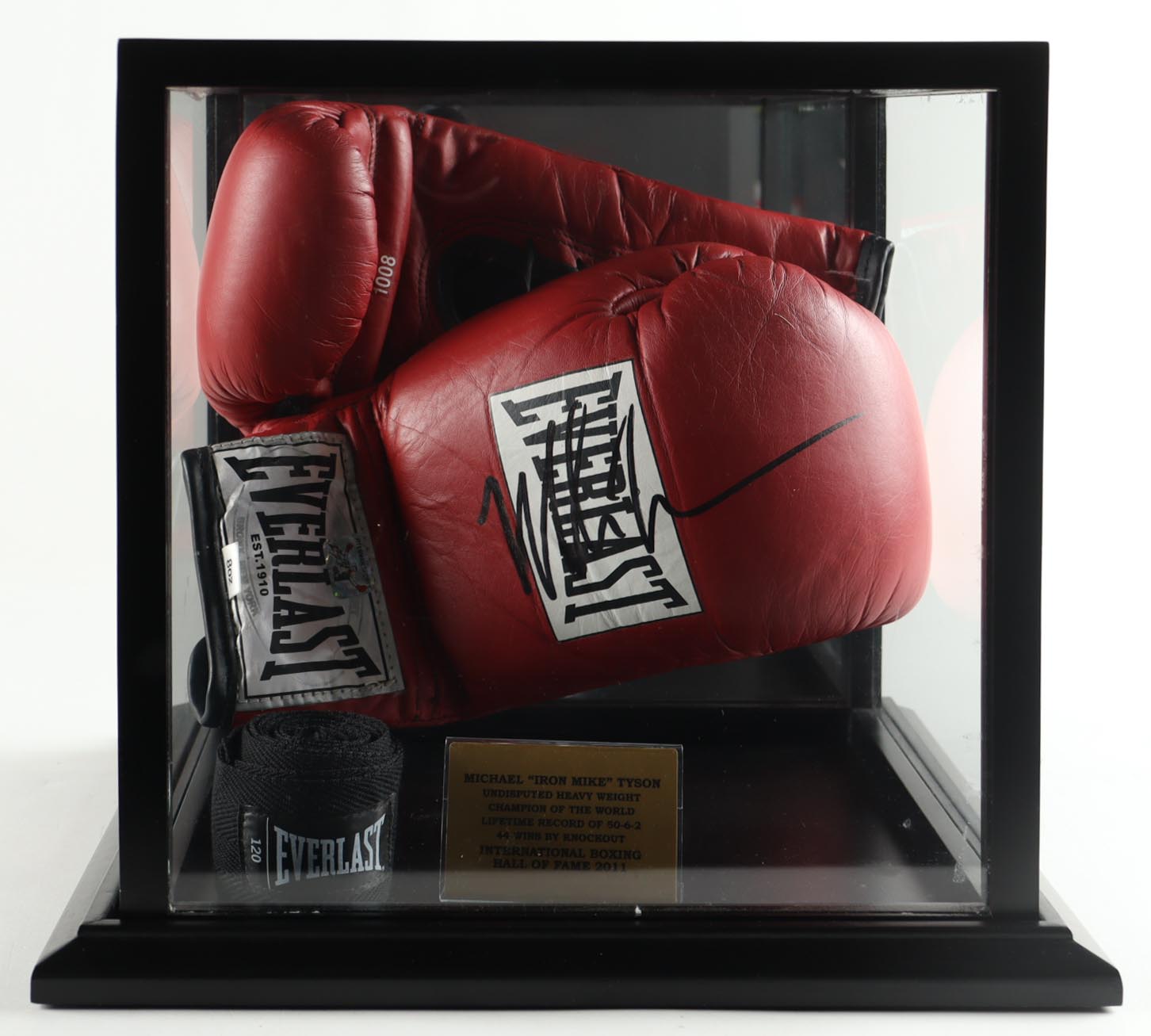 Mike Tyson Signed Vintage Everlast Boxing Glove with Wood Display Case ...