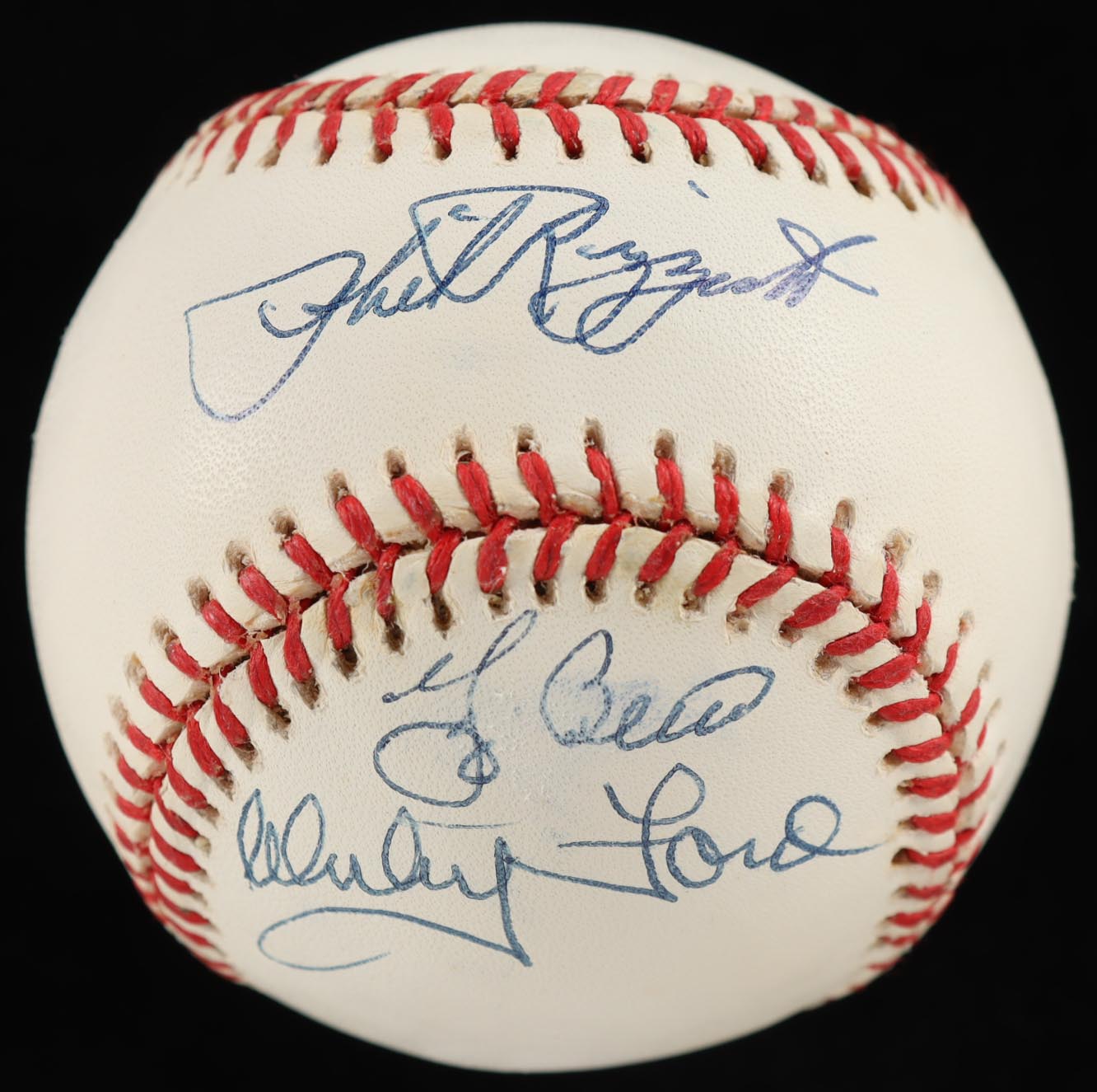 Phil Rizzuto, Yogi Berra & Whitey Ford Signed OAL Baseball With Display ...