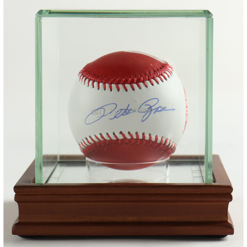 Pete Rose Signed Reds Spinneybeck Logo Baseball With Display Case (PSA ...