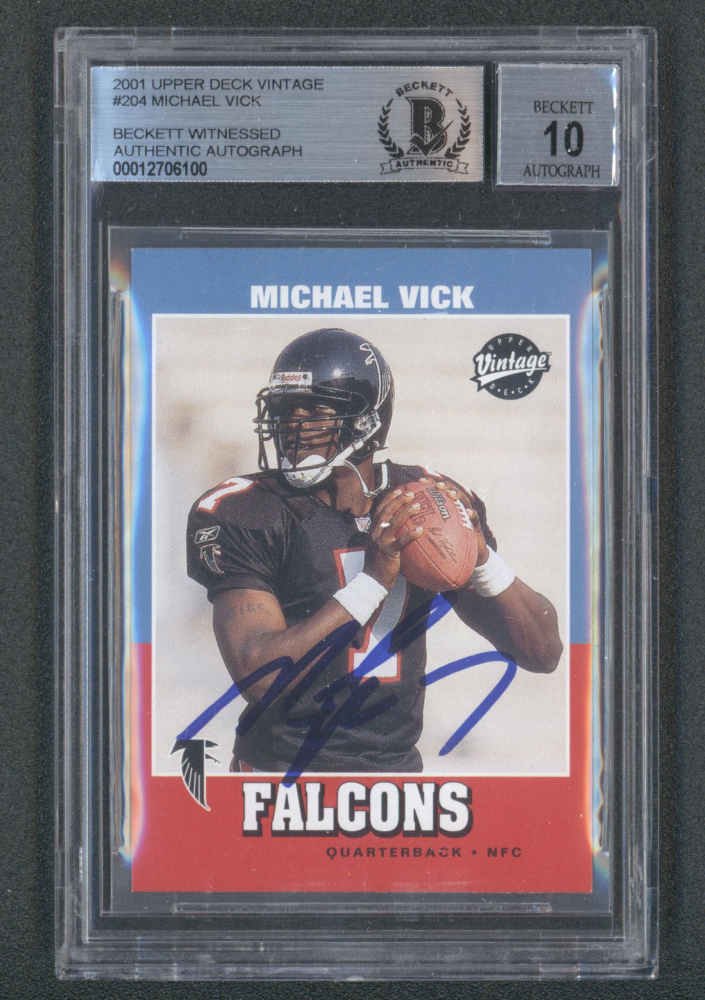 Michael Vick Signed 2001 Upper Deck Vintage #204 (BGS | Autograph Grade ...