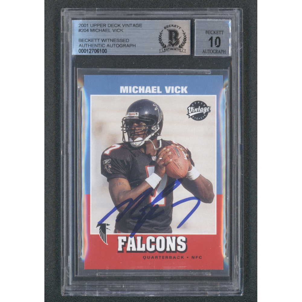 Michael Vick Signed 2001 Upper Deck Vintage #204 (BGS | Autograph Grade ...