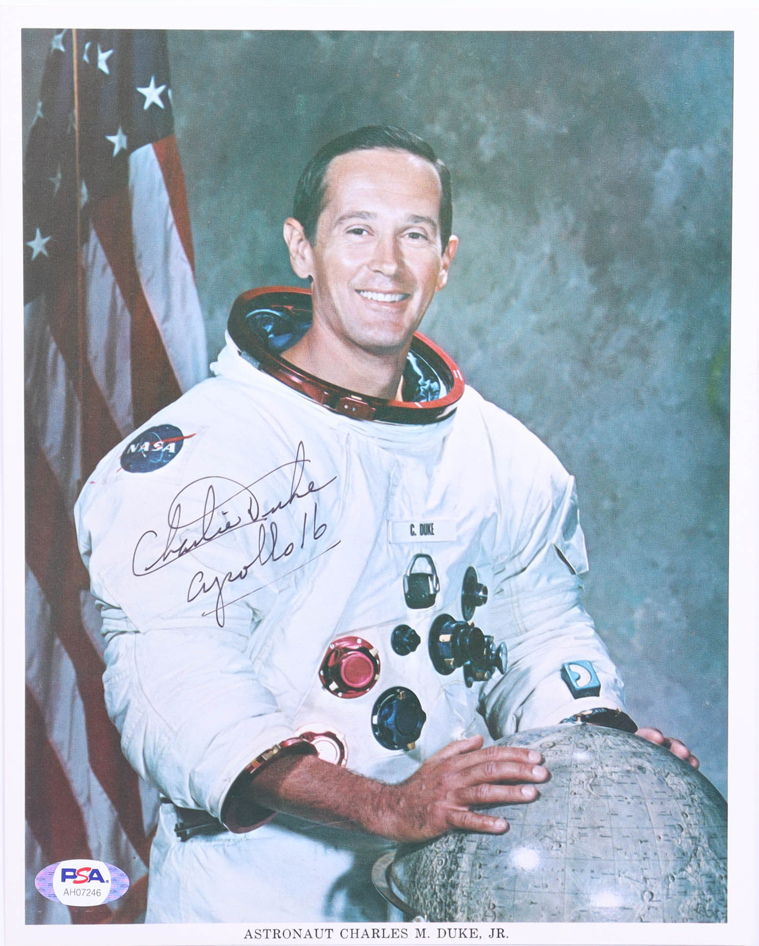 Charlie Duke Signed NASA 8x10 Photo Inscribed "Apollo 16" (PSA ...