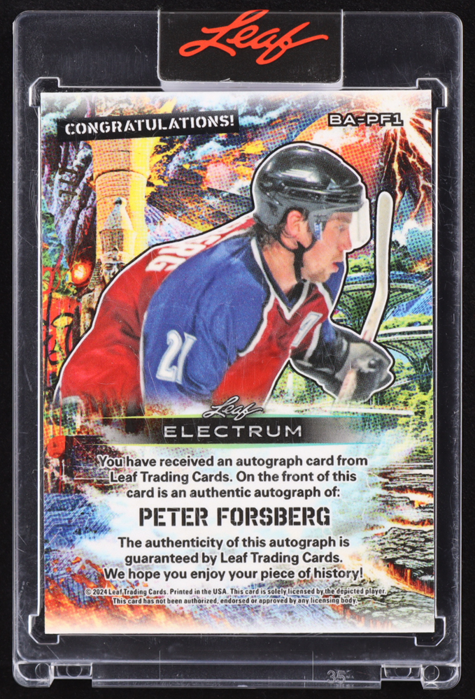 Peter Forsberg 2024 Leaf Electrum Autographs Spectrum Purple #BAPF1 #7/ ...