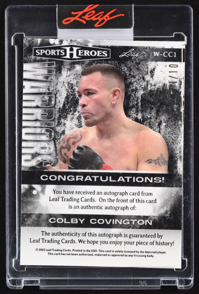 Colby Covington 2025 Leaf Sports Heroes Warriors Autographs Crystal ...