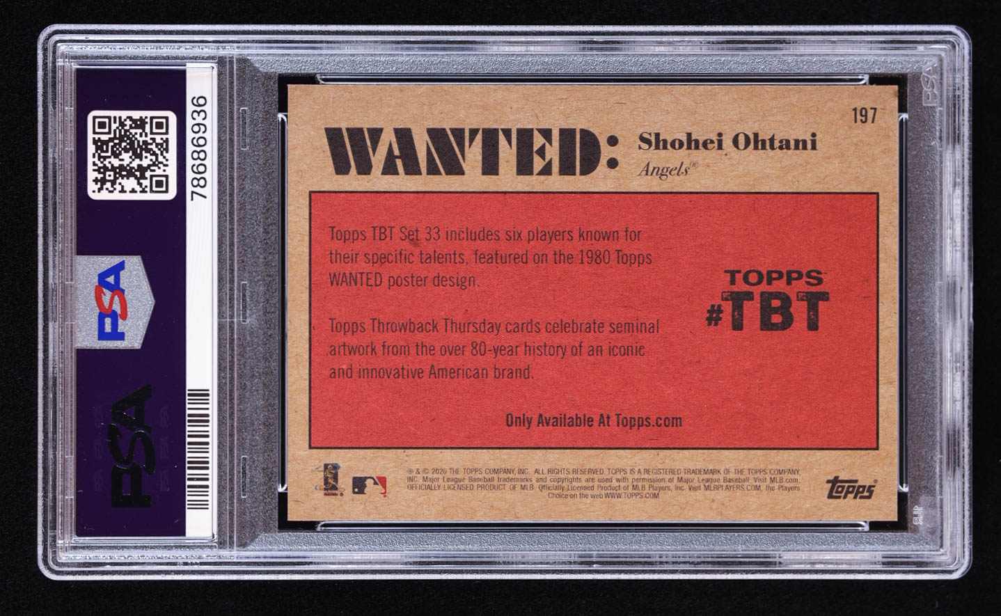 Shohei Ohtani 2020 Topps Throwback Thursday #197 / '80 Wanted Posters ...