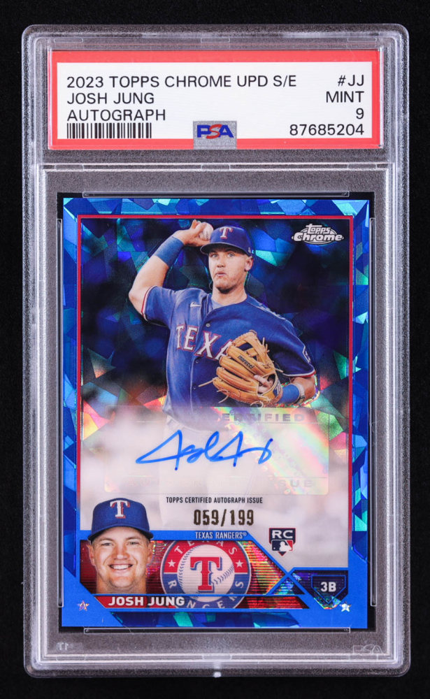 Josh Jung 2023 Topps Chrome Update Sapphire Autographs #USAJJ RC #59/199 (PSA 9) | Pristine Auction