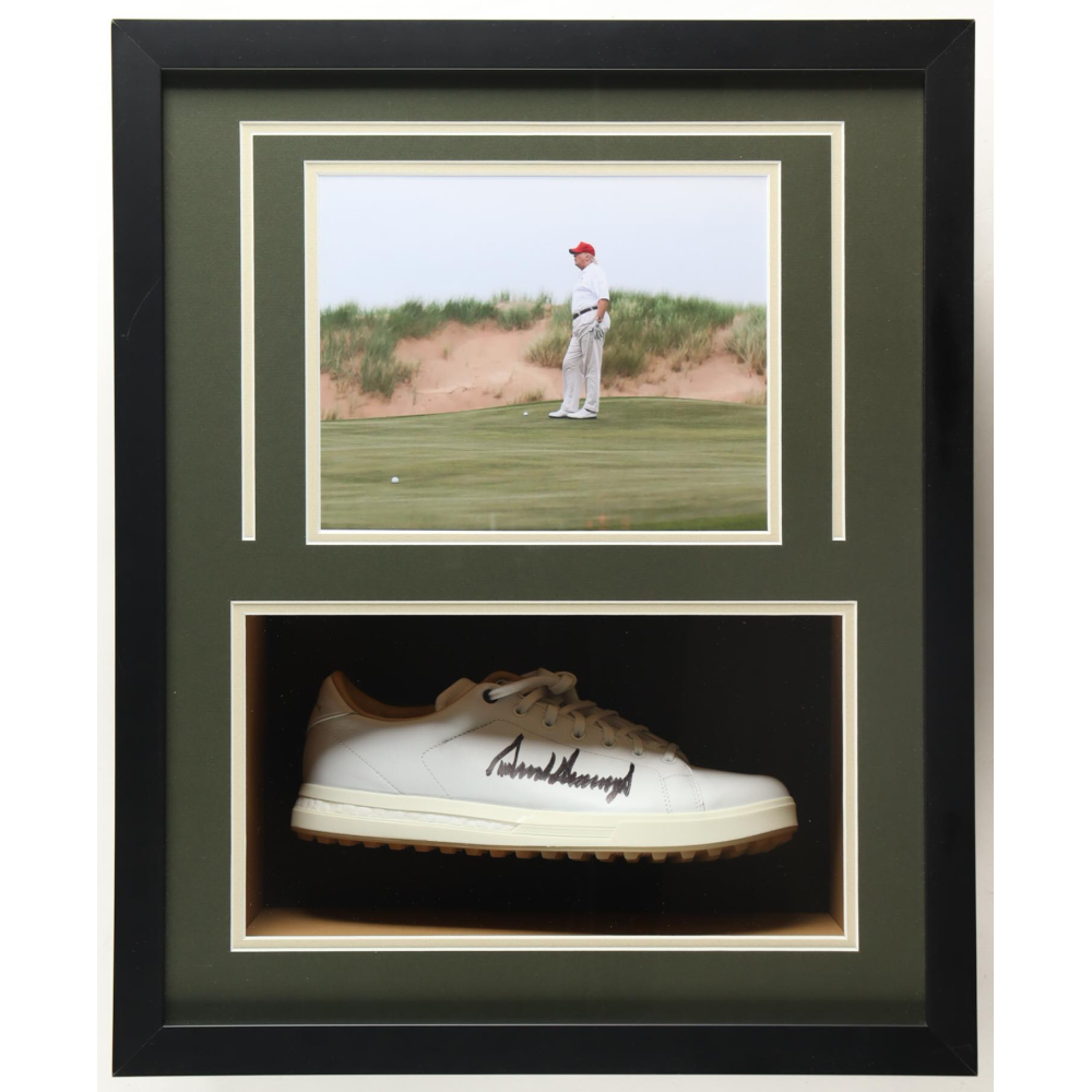 Donald Trump Signed Custom Shadowbox Golf Shoe Display (PSA) | Pristine ...