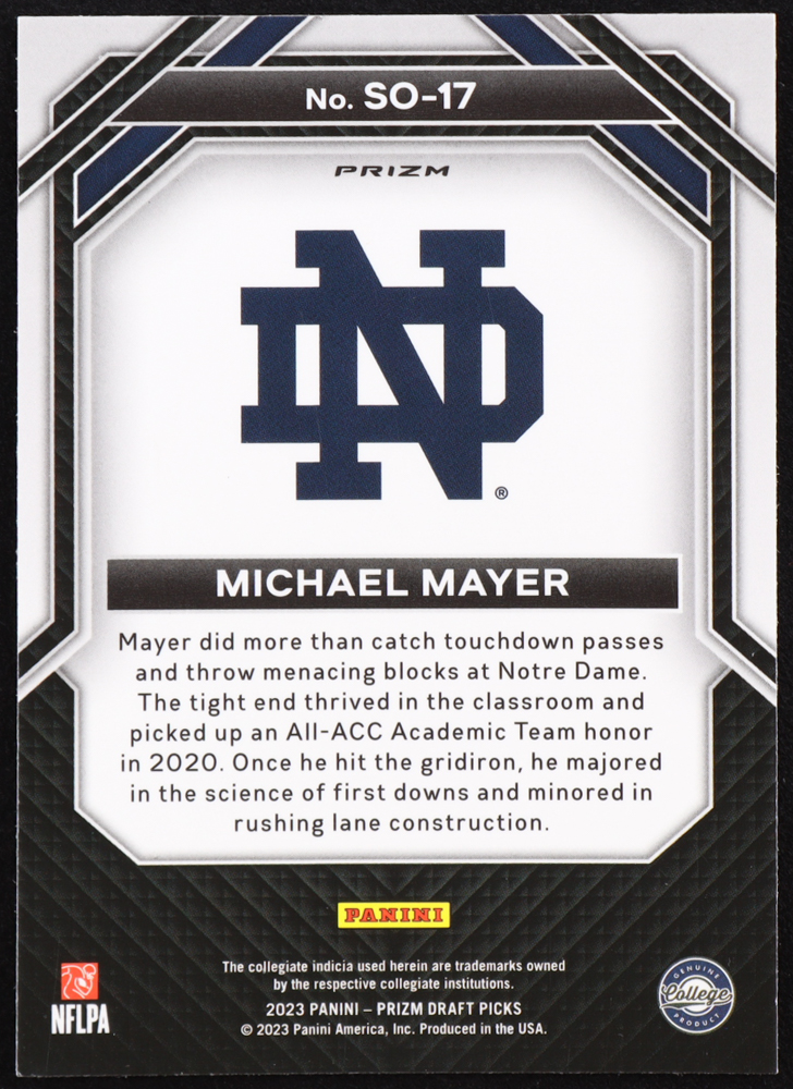 Michael Mayer 2023 Panini Prizm Draft Picks Student Orientation Prizms ...