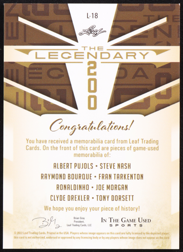 Albert Pujols / Steve Nash / Raymond Bourque / Fran Tarkenton ...