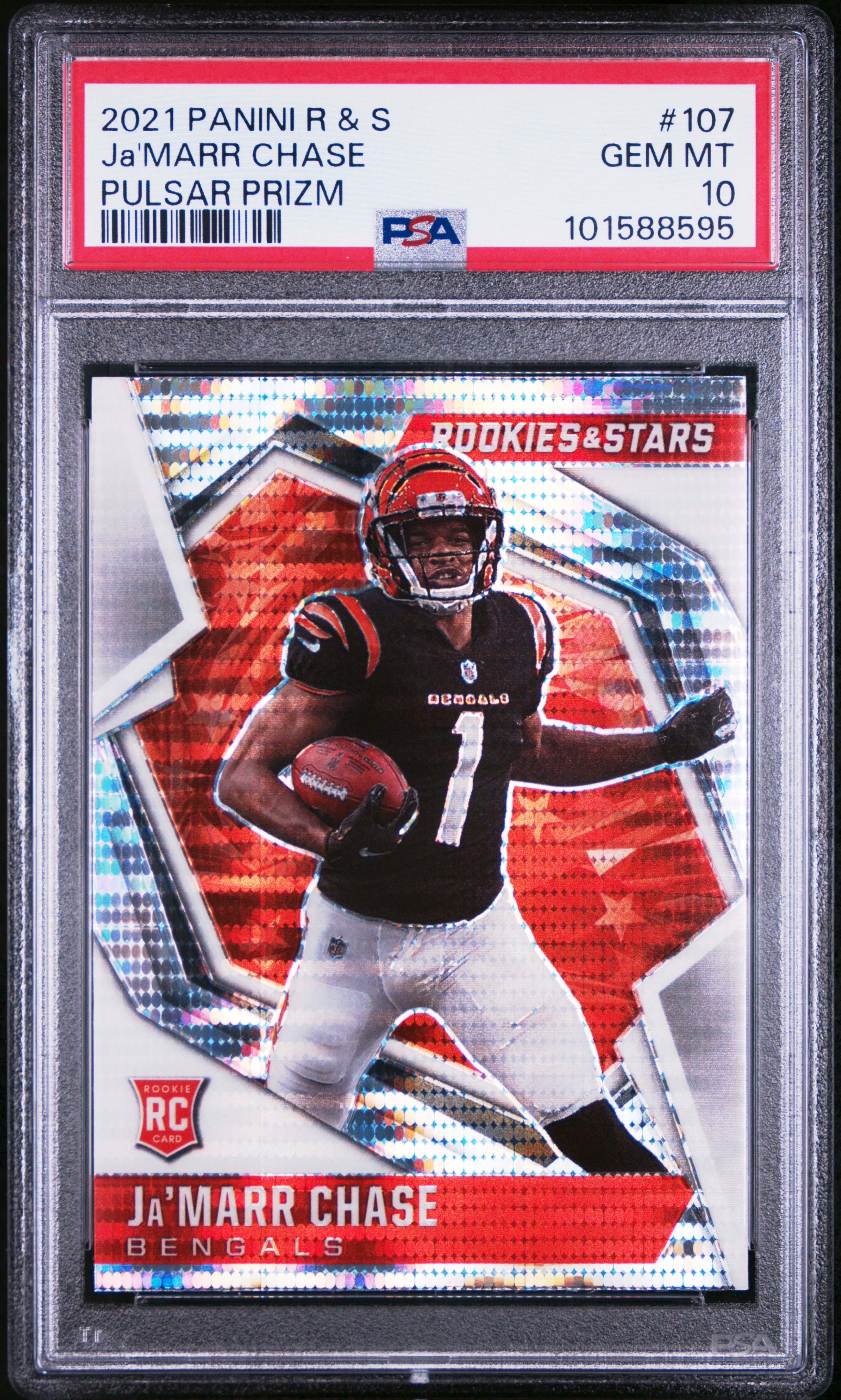 Ja'Marr Chase 2021 Rookies and Stars Pulsar Prizm #107 RC (PSA 10 ...