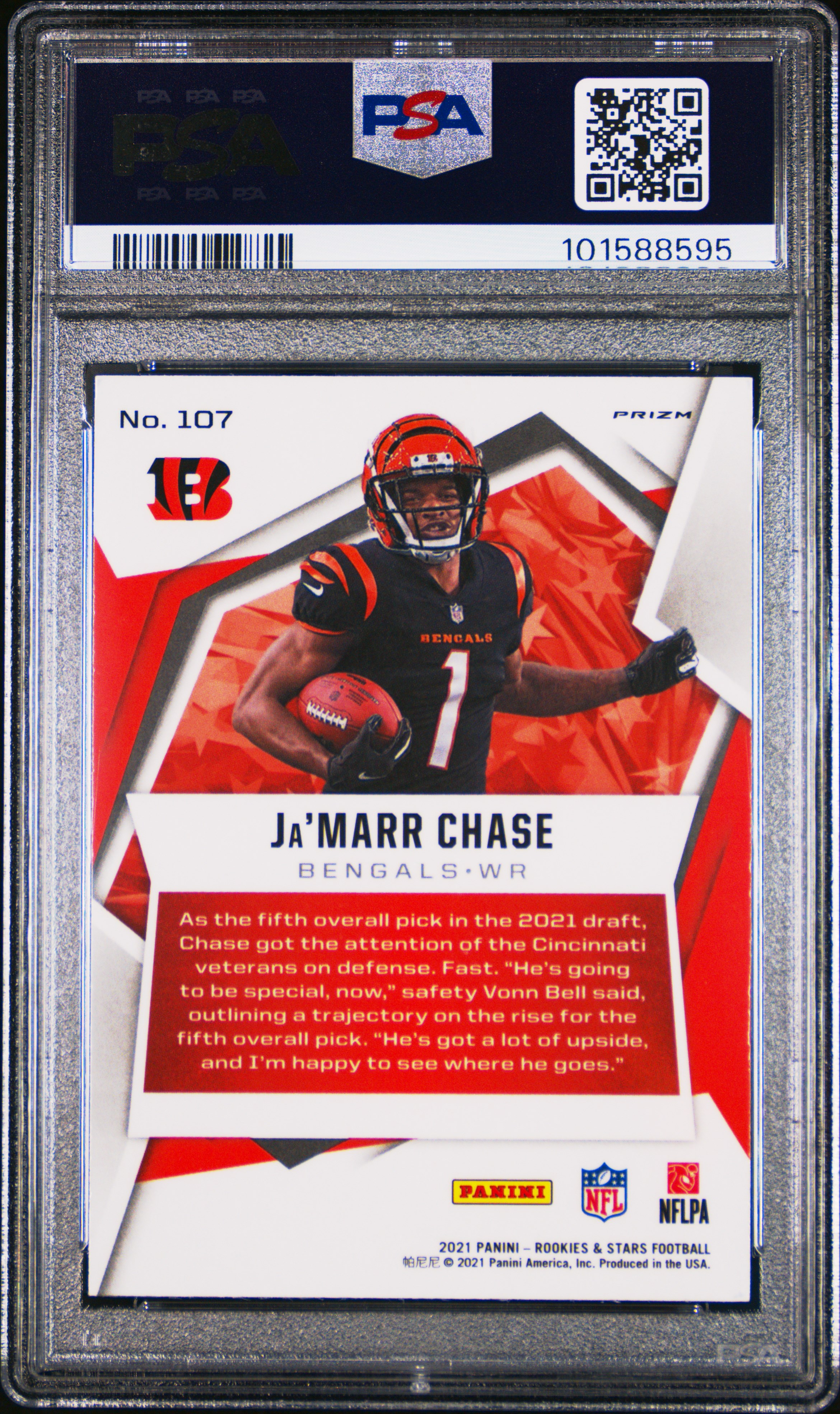 Ja'Marr Chase 2021 Rookies and Stars Pulsar Prizm #107 RC (PSA 10 ...