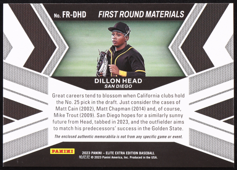 Dillon Head 2023 Elite Extra Edition First Round Materials #FRDHD RC ...