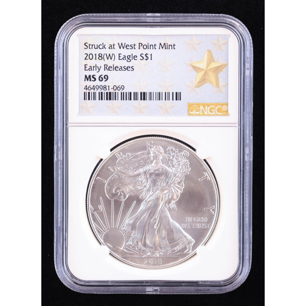 2018-(W) American Silver Eagle, Early Releases - Struck at West Point Mint (NGC MS69) | Pristine ...