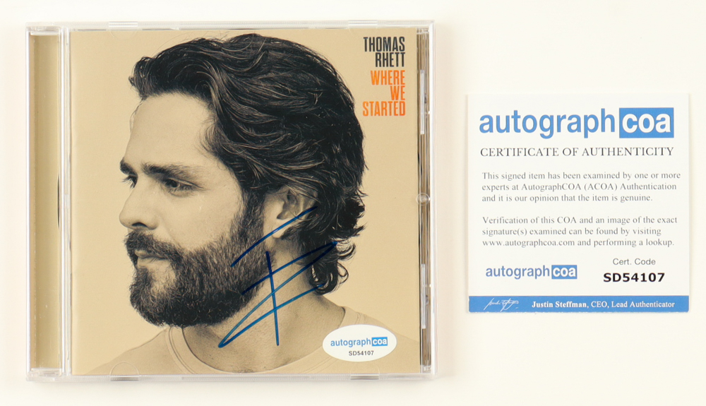 Thomas Rhett Signed "Where We Started" CD Album Cover With Shirt (ACOA ...