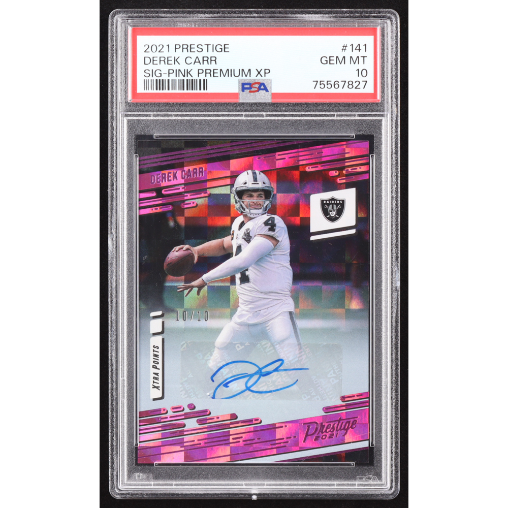 Derek Carr 2021 Prestige Xtra Points Signatures Premium Pink #141 #10/ ...
