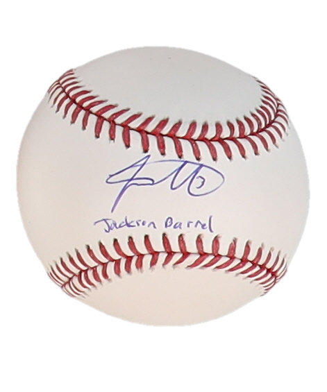 Jackson Merrill Signed OML Baseball Inscribed "Jackson Barrel" (Beckett ...