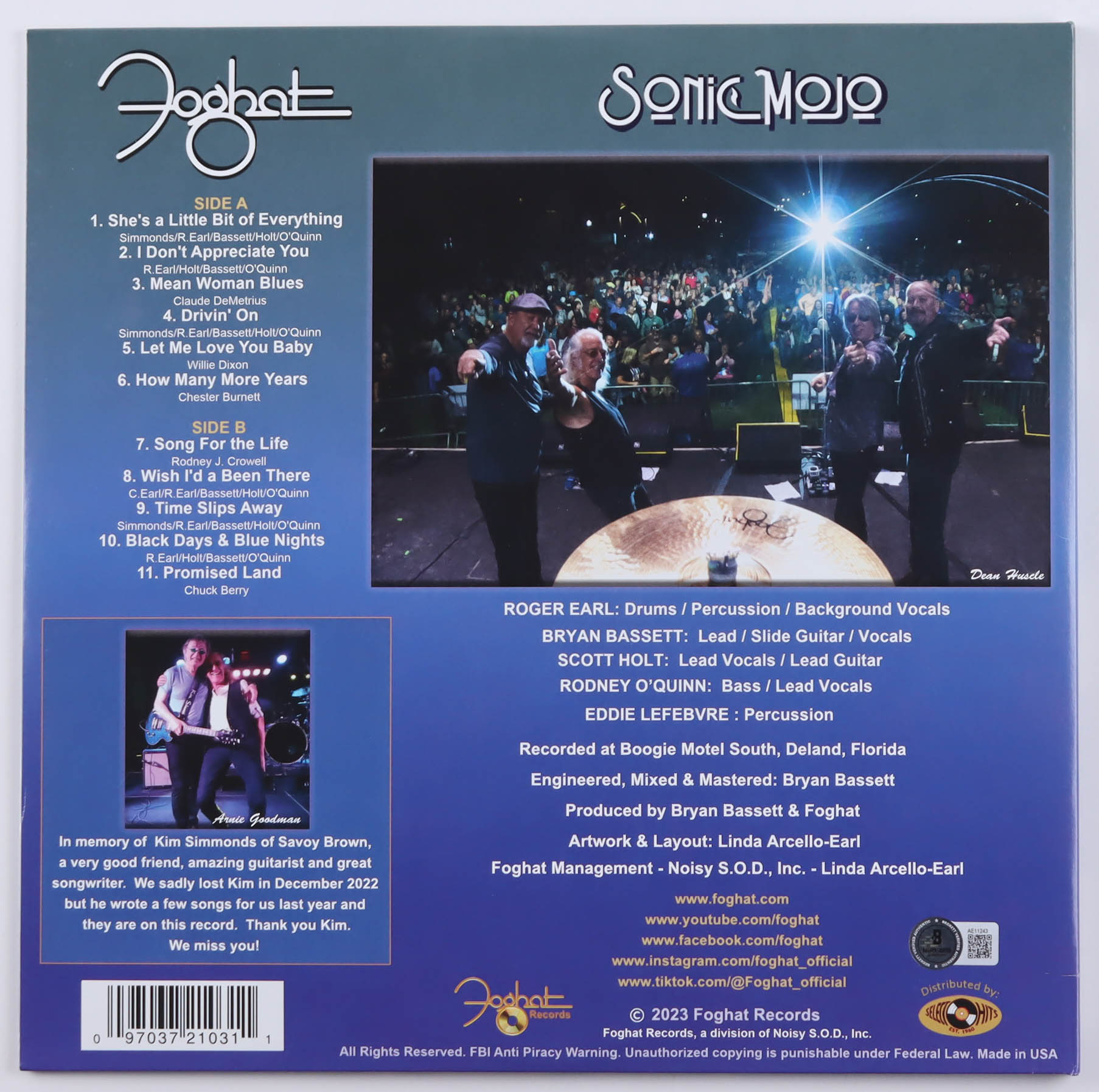 Foghat "Sonic Mojo" Vinyl Record Album Band-Signed by Bryan Bassett ...