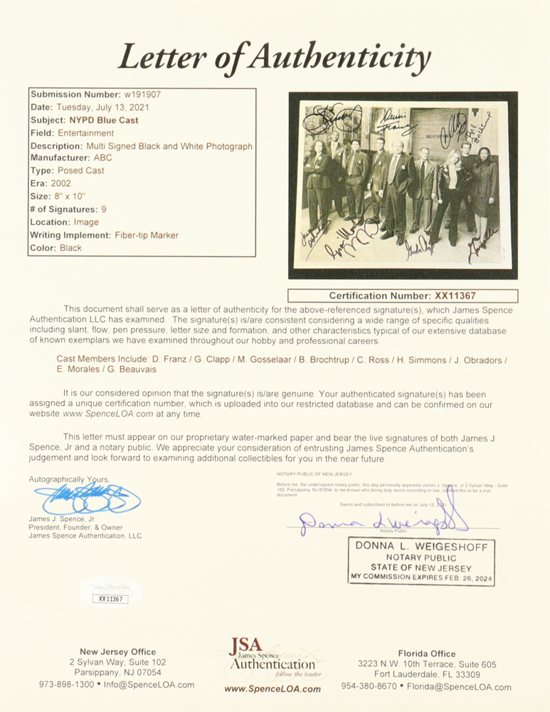"NYPD Blue" Custom Framed Photo Display Cast-Signed by (9) with Dennis ...