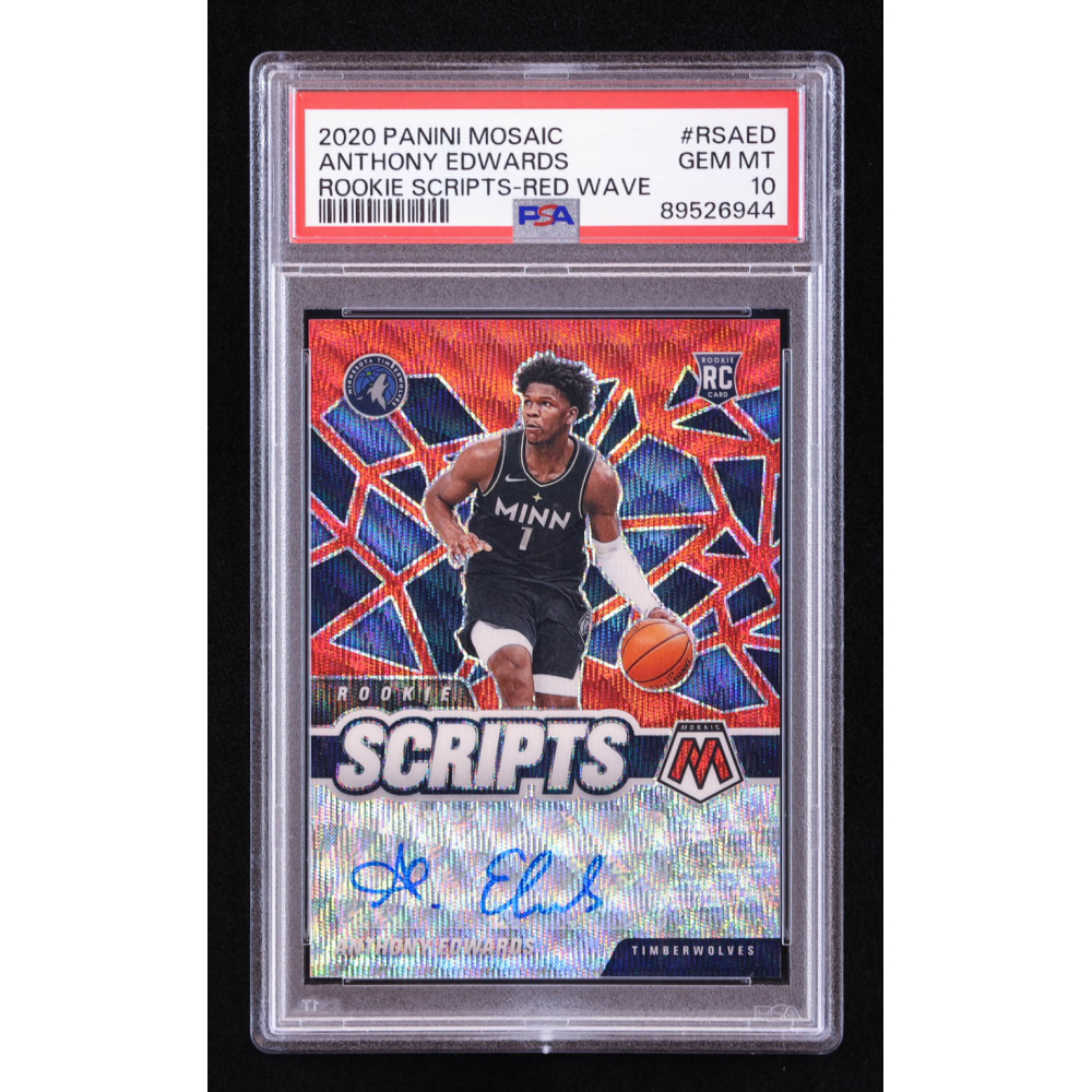 Anthony Edwards 2020-21 Panini Mosaic Rookie Scripts Red Wave #2 RC ...