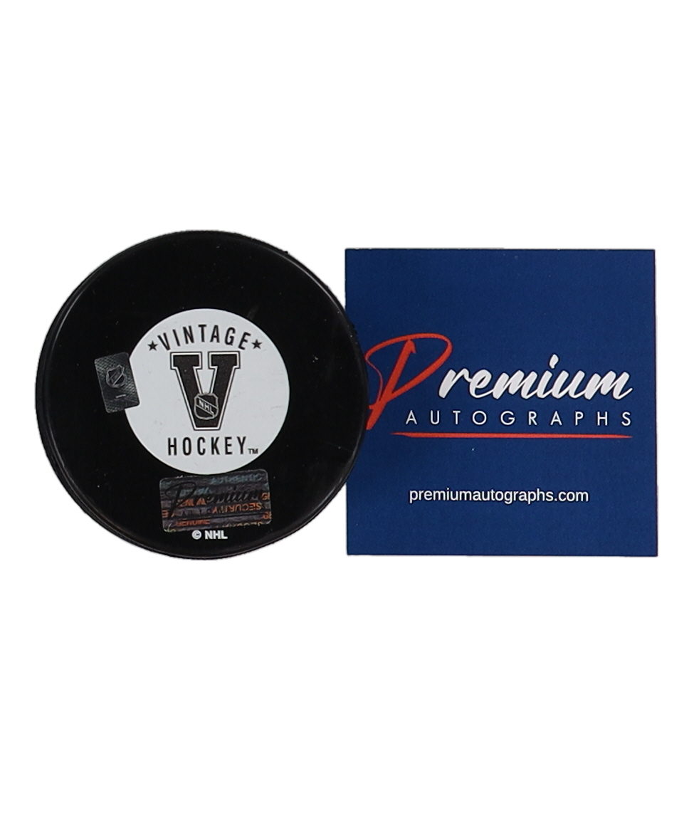 John Garrett & Richard Brodeur Signed Canucks Logo Hockey Puck ...