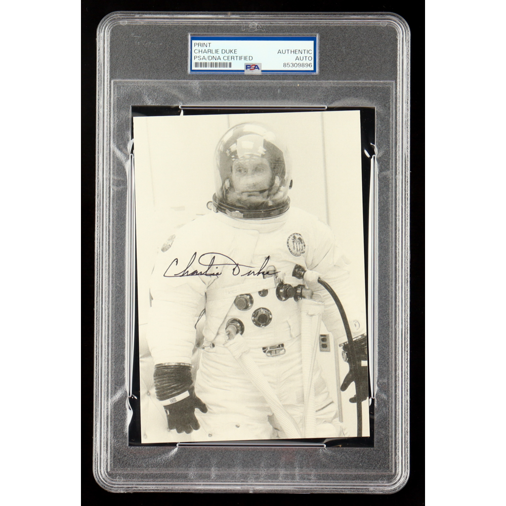 Charlie Duke Signed Print (PSA Encapsulated) NASA Apollo 16 Moonwalker ...