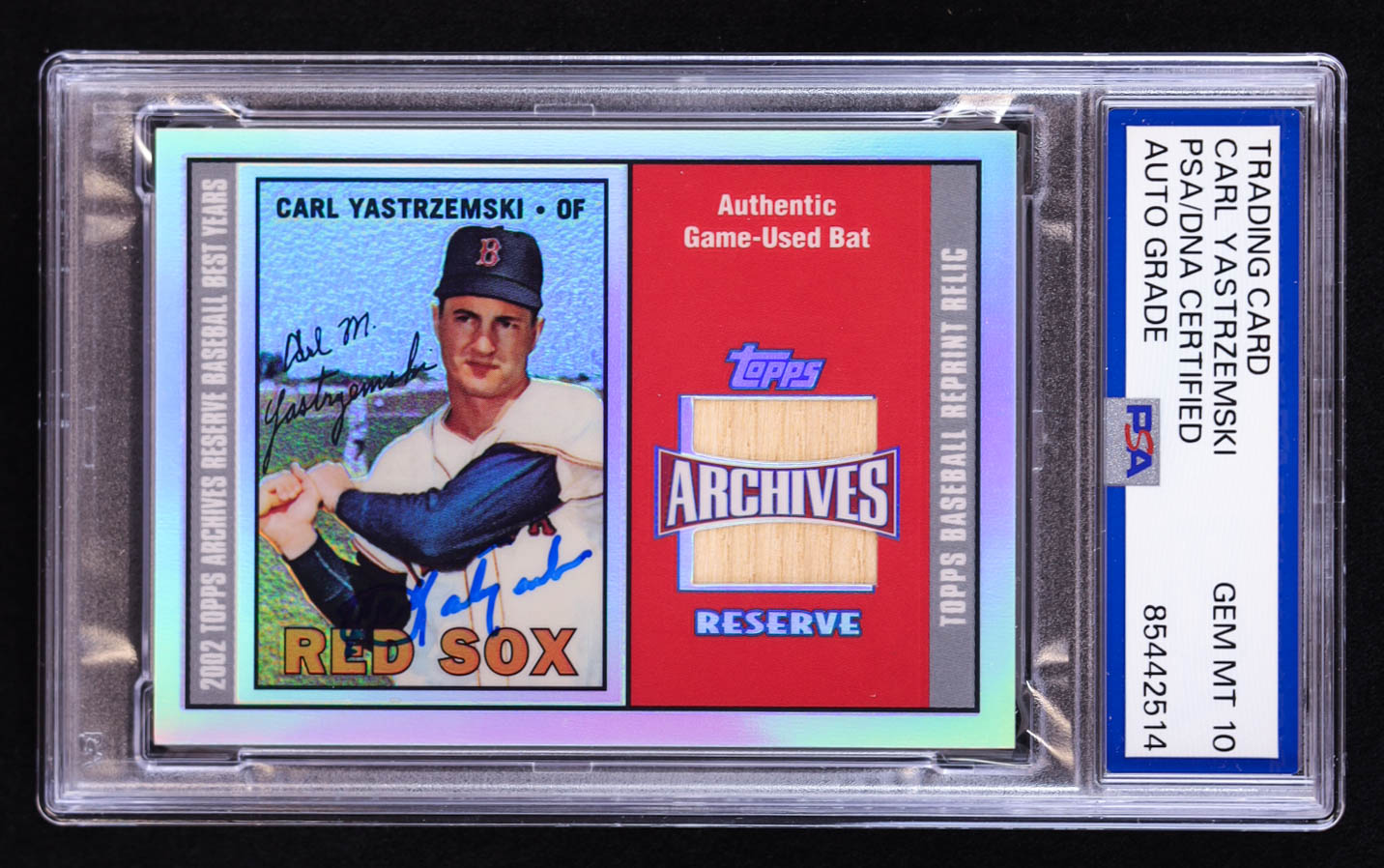 Carl Yastrzemski Signed 2002 Topps Archives Reserve Bat Relics #TRRCYB ...