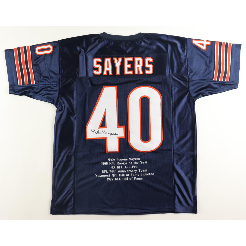 Gale Sayers Signed Career Highlight Stat Jersey (JSA) | Pristine Auction