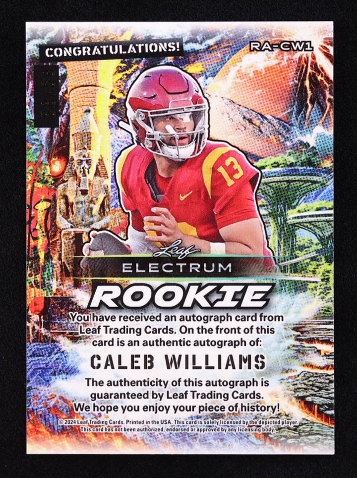 Caleb Williams 2024 Leaf Electrum Rookie Autographs Spectrum Bronze # ...